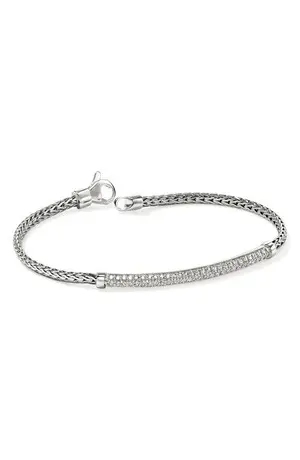 John Hardy Essential Pavé Diamond Bracelet In Gold - Silver/diamonds