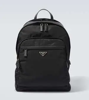 Prada Re-nylon Leather Trimmed Backpack - Black