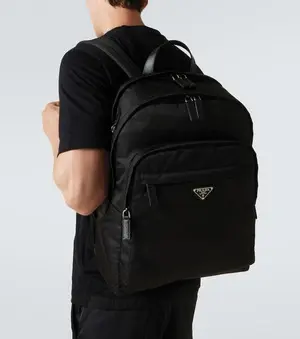 Prada Re-nylon Leather Trimmed Backpack - Black