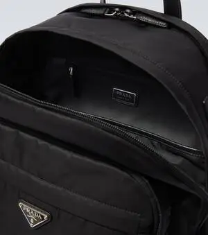 Prada Re-nylon Leather Trimmed Backpack - Black