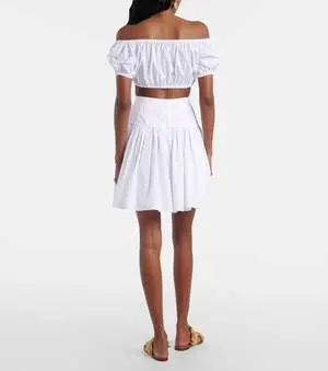 Dolce & Gabbana Pleated Cotton Poplin Miniskirt