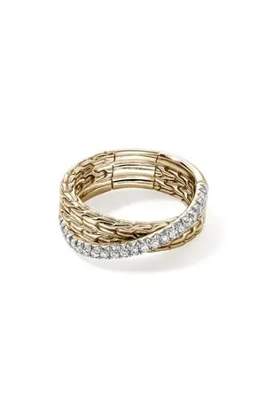 John Hardy John Hardy Essential Diamond Pavé Crossover Ring Gold