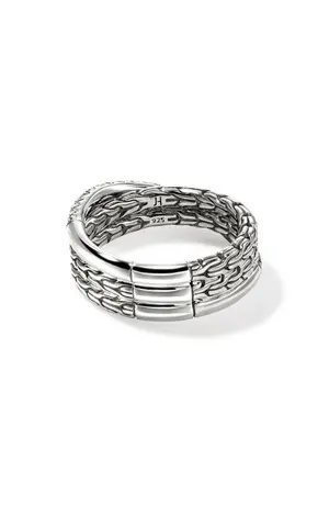 John Hardy Essential Diamond Pavé Crossover Ring - Silver/ Diamond