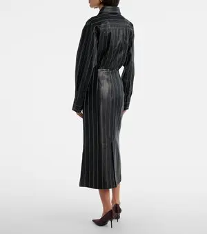 Victoria Beckham Embroidered Leather Midi Skirt