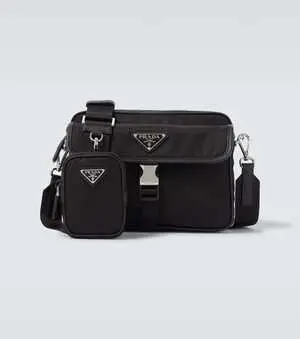 Prada Re-nylon Leather-trimmed Shoulder Bag - Black