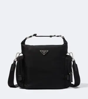 Prada Re-nylon Leather-trimmed Shoulder Bag - Black