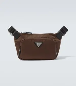 Prada Re-nylon Leather-trimmed Shoulder Bag - Brown