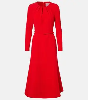 Carolina Herrera Belted Crêpe Midi Dress - Red