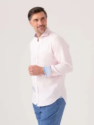 KOY CLOTHING Classic Linen Long Sleeve Shirt - Pink