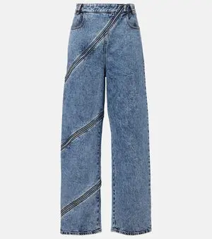 Alaïa Spiral High-rise Wide-leg Jeans - Blue
