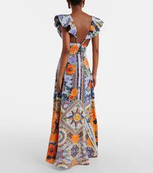 Camilla Printed Linen And Silk Maxi Dress