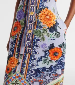 Camilla Printed Linen And Silk Maxi Dress