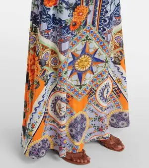 Camilla Printed Linen And Silk Maxi Dress
