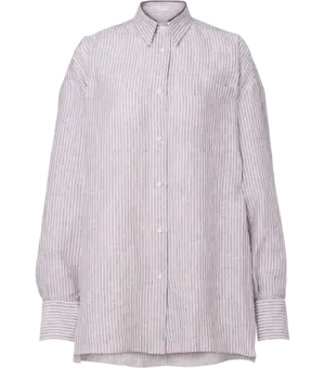 Brunello Cucinelli Monili Striped Linen Shirt - Brown