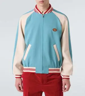 Valentino Garavani Logo Virgin Wool Varsity Jacket - Blue