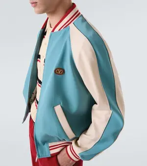 Valentino Garavani Logo Virgin Wool Varsity Jacket - Blue