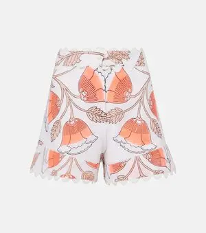 JULIET DUNN Floral Cotton Shorts - White