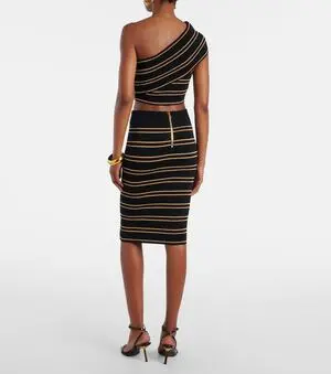 Balmain Ribbed-knit Striped Miniskirt