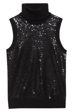 Michael Kors Sequin-embellished Sleeveless Cashmere Turtleneck Sweater
