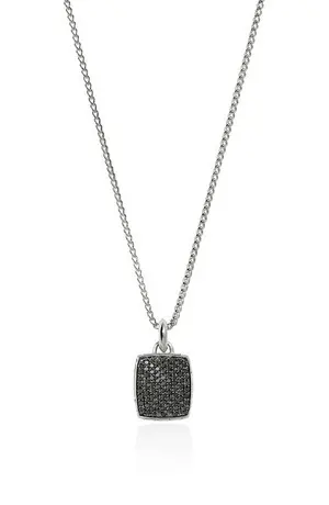 John Hardy Sterling Silver Tag Necklace - Silver/black Diamonds