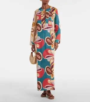 ADRIANA DEGREAS Printed Cotton-blend Kaftan
