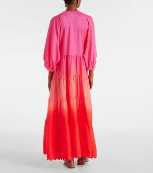 JULIET DUNN Scalloped Tie Silk Maxi Dress