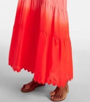 JULIET DUNN Scalloped Tie Silk Maxi Dress