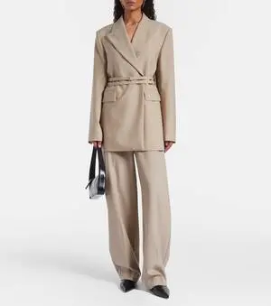 Sportmax Tubinga Belted Virgin Wool Blazer - Beige