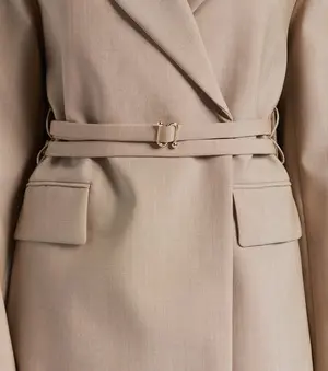 Sportmax Tubinga Belted Virgin Wool Blazer - Beige