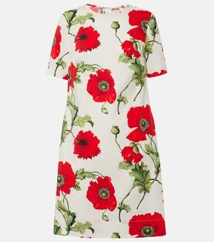 Oscar De La Renta Floral Cotton-blend Minidress - Multicoloured