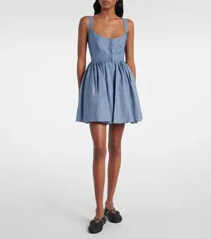 Alaïa Chambray Bustier Dress - Blue