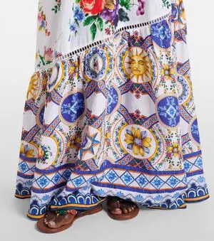 Camilla Printed Linen Maxi Skirt