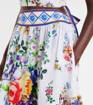 Camilla Printed Linen Maxi Skirt