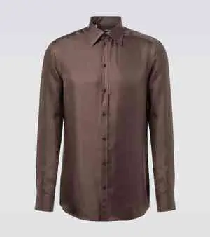 Dolce & Gabbana Silk Twill Dress Shirt - Brown