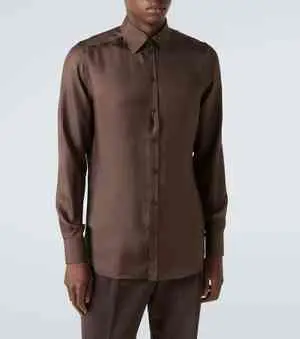 Dolce & Gabbana Silk Twill Dress Shirt - Brown