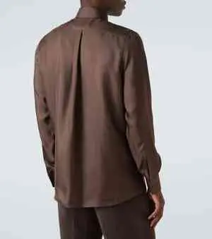 Dolce & Gabbana Silk Twill Dress Shirt - Brown