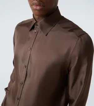 Dolce & Gabbana Silk Twill Dress Shirt - Brown