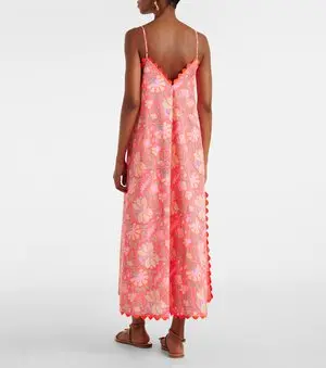 JULIET DUNN Floral Scalloped Cotton Slip Dress