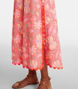 JULIET DUNN Floral Scalloped Cotton Slip Dress