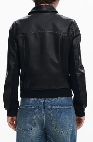 Desigual Faux Leather Biker Jacket - Black