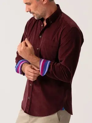 KOY CLOTHING Corduroy Long Sleeve Shirt - Port