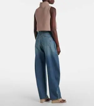 Alaïa Cropped Cotton-blend Turtleneck Top - Beige