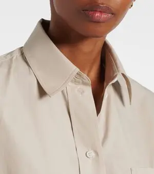 Victoria Beckham Cropped Cotton Shirt - Beige