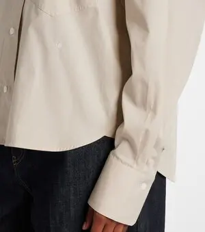 Victoria Beckham Cropped Cotton Shirt - Beige
