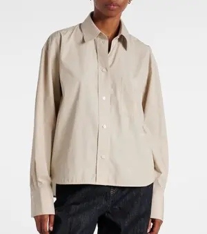 Victoria Beckham Cropped Cotton Shirt - Beige