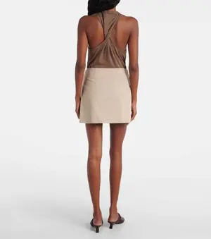 Loewe Cotton And Silk Gabardine Miniskirt - Beige