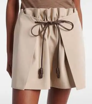 Loewe Cotton And Silk Gabardine Miniskirt - Beige