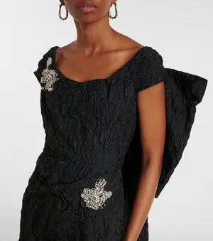 Erdem Embroidered Cloqué Jacquard Gown