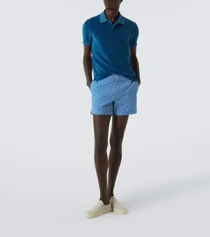 TOM FORD Cotton-blend Velvet Polo Shirt - Blue