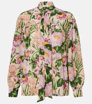 Chloé Tie-neck Silk Crêpe De Chine Blouse - Multicoloured